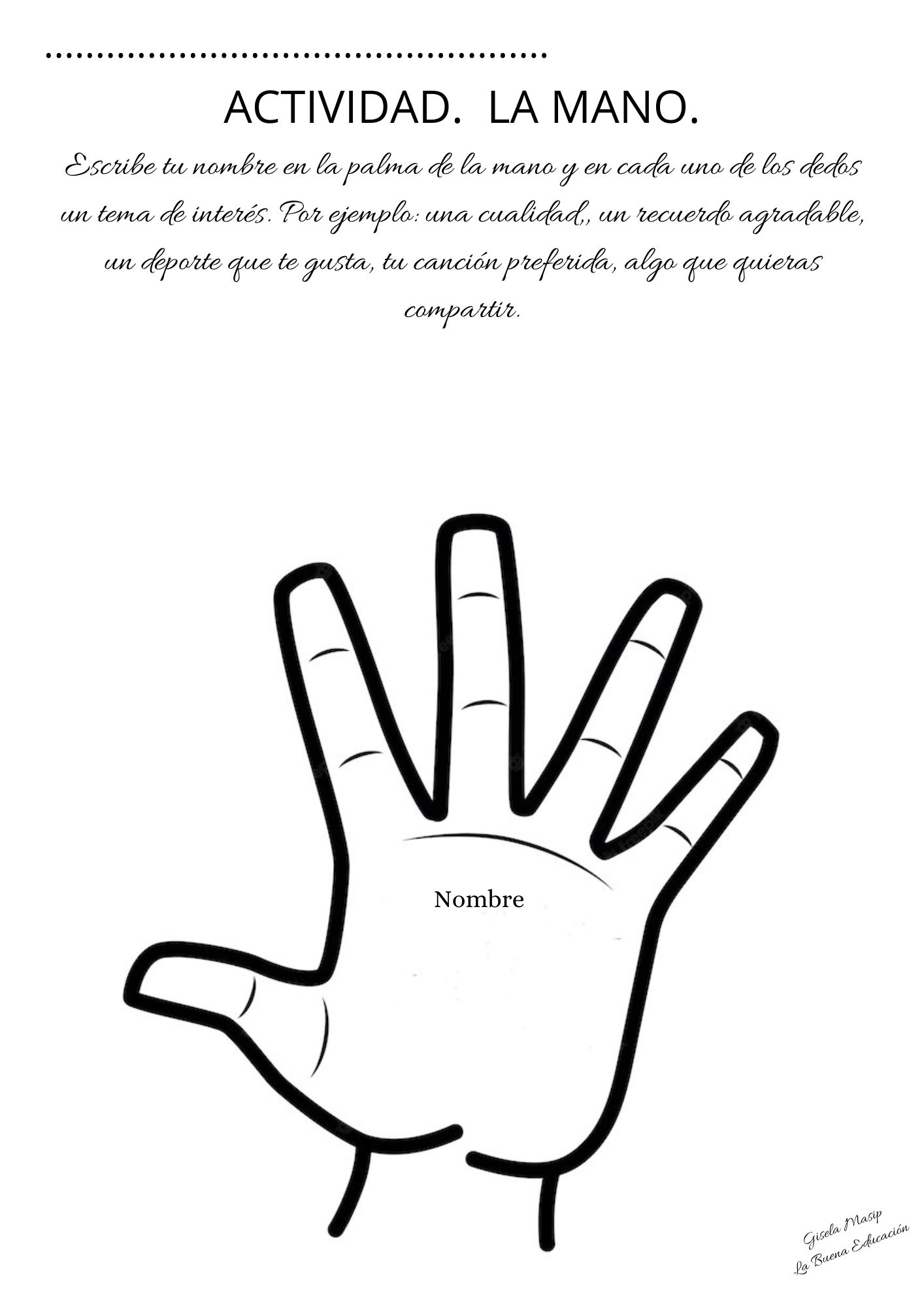 LA MANO – ACTIVIDADES Y RECURSOS PARA EL DESARROLLO PERSONAL EN EL ...